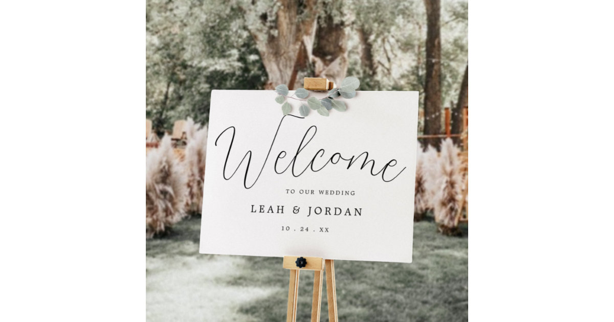 Modern Rustic Script Wedding Welcome Sign | Zazzle