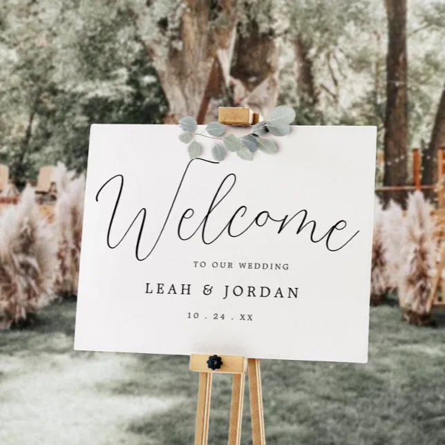 Modern Rustic Script Wedding Welcome Sign | Zazzle