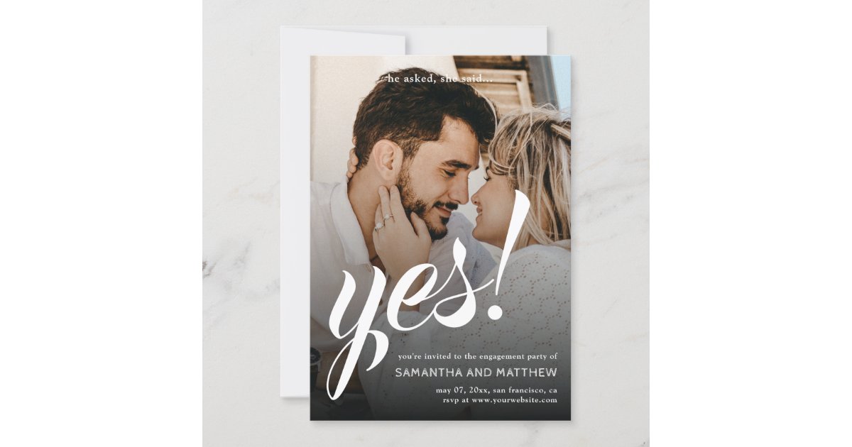 Modern Rustic She Said Yes Engagement Party Invitation | Zazzle