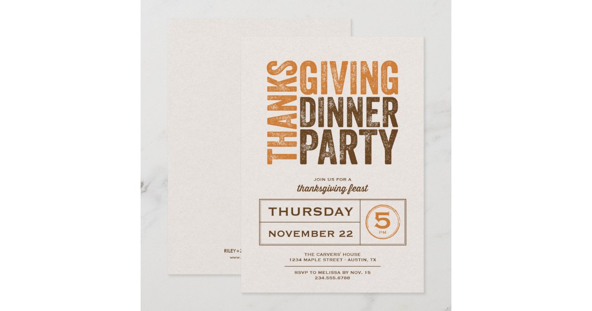 Modern Rustic Thanksgiving Dinner Party Invitation | Zazzle