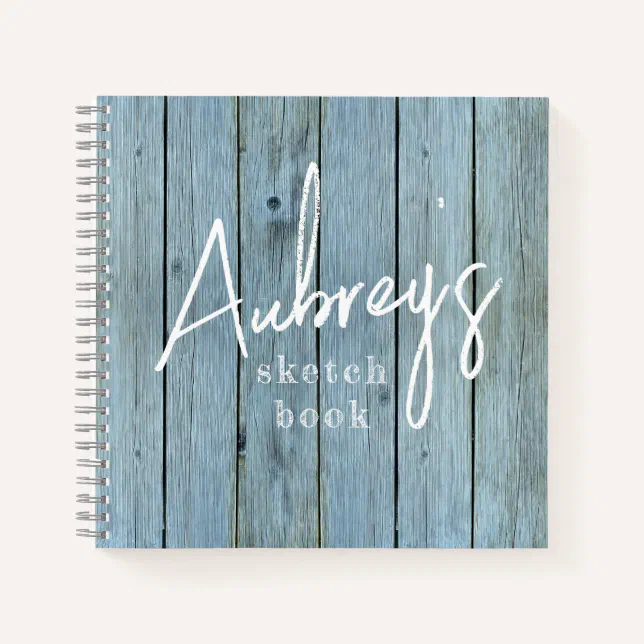 Modern Rustic Washed Wood Script Typography Sketch Notebook | Zazzle