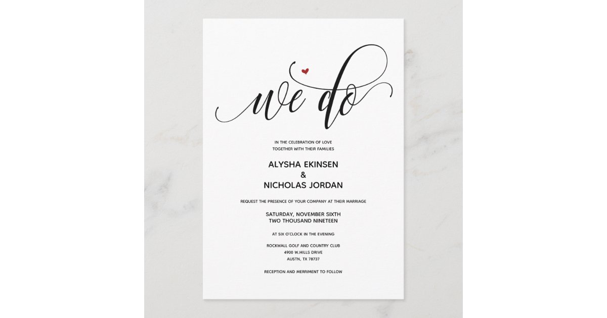 Modern Rustic We Do Wedding Invitation Card | Zazzle