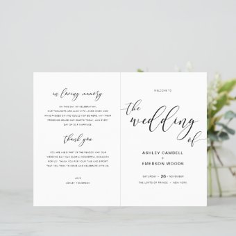 Modern Rustic Wedding Ceremony Program Booklet | Zazzle