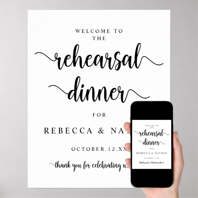 Modern Rustic, Wedding Rehearsal Dinner Welcome Poster | Zazzle