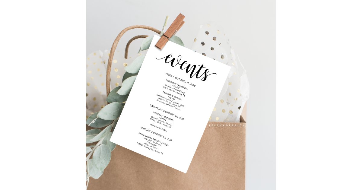 Modern Rustic Wedding Welcome and Itinerary Card | Zazzle