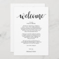 Modern Rustic Wedding Welcome and Itinerary Card | Zazzle
