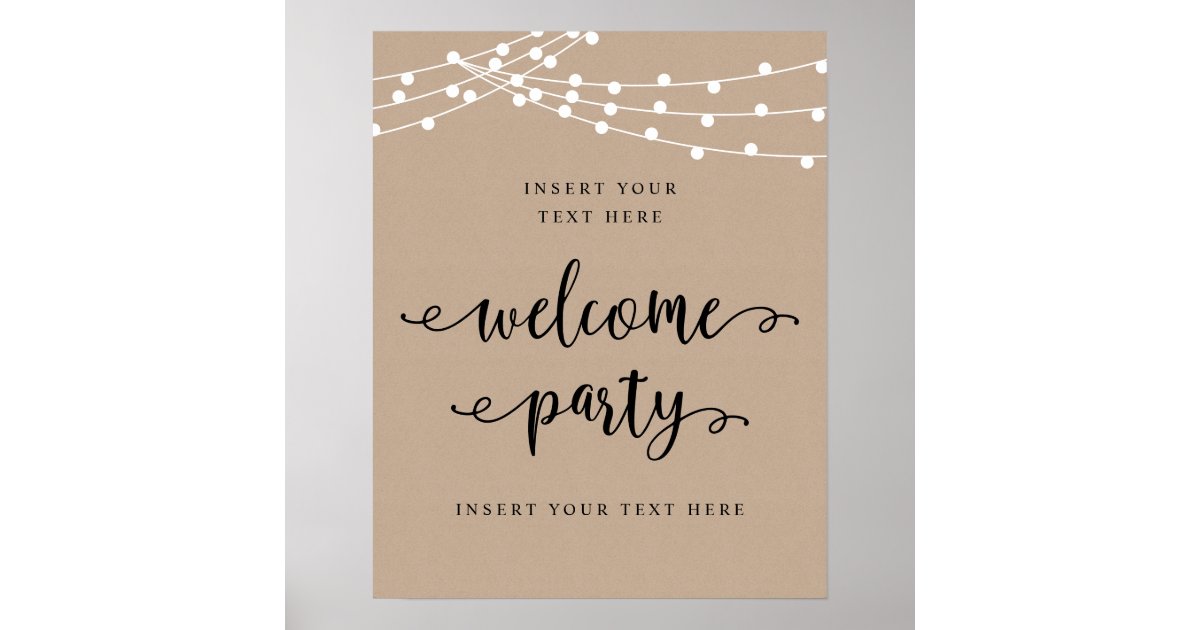 Modern Rustic, Welcome Party Poster | Zazzle