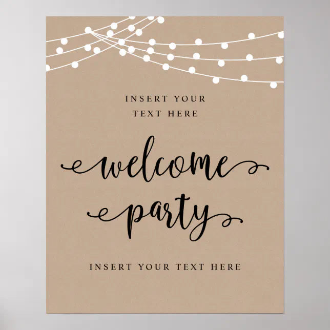 Modern Rustic, Welcome Party Poster | Zazzle