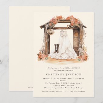Modern Rustic Western Floral Bridal Shower Invitation | Zazzle