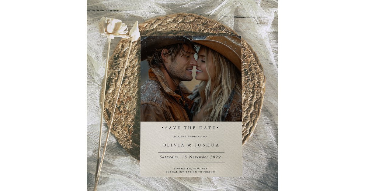 Modern Rustic Western Photo Save the Date | Zazzle