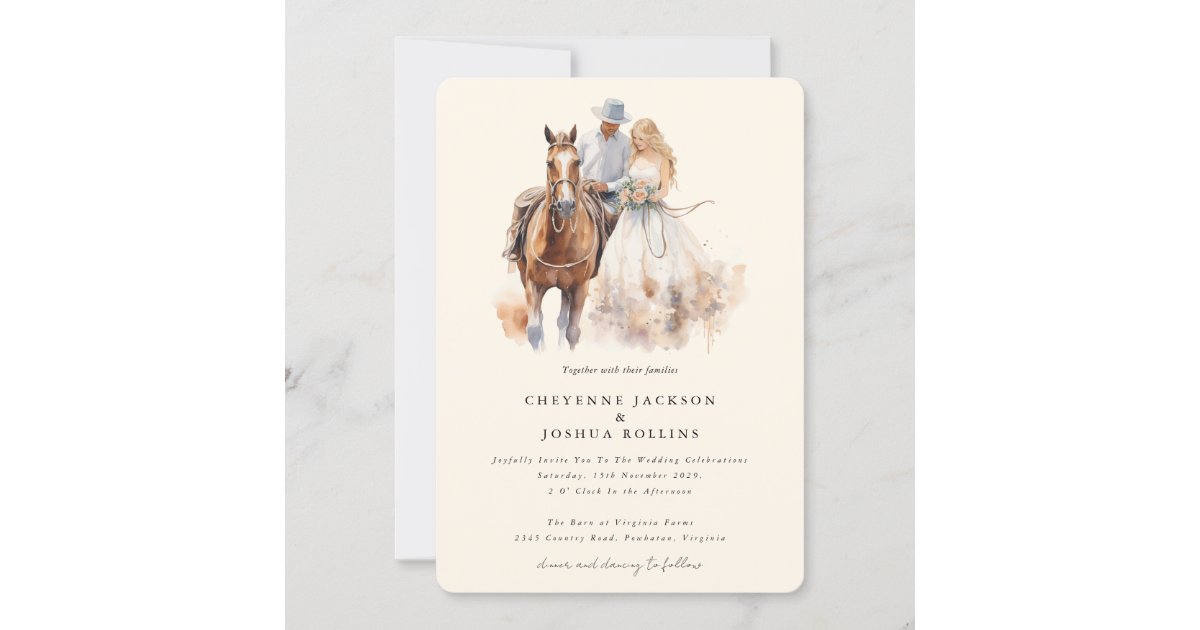 Modern Rustic Western Wedding Invitation | Zazzle