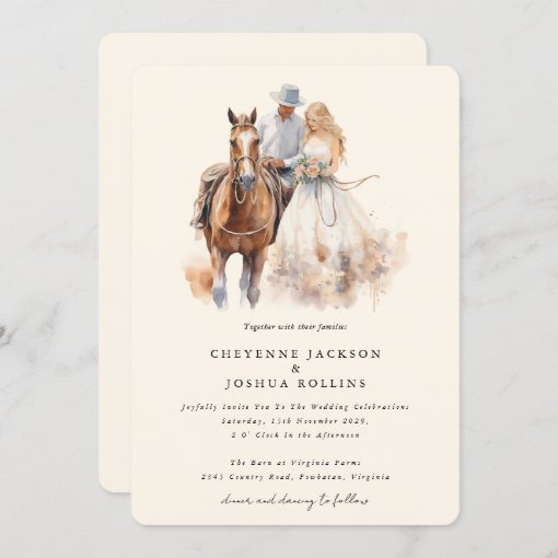 Modern Rustic Western Wedding Invitation | Zazzle