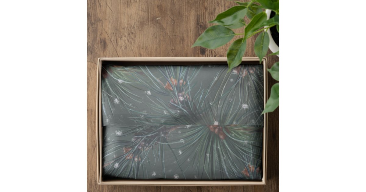 Modern Rustic Winter Pine Pattern Tissue Paper | Zazzle
