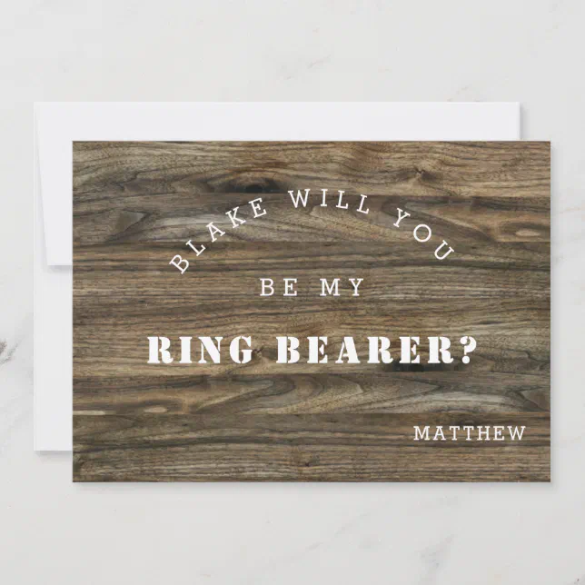 Modern Rustic Wood Will You Be My Ring Bearer Card | Zazzle