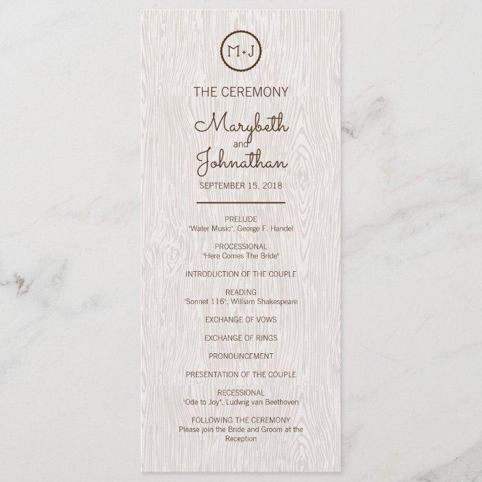 Modern Rustic Woodgrain Wedding Ceremony Program | Zazzle.com