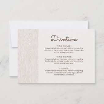 Modern Rustic Woodgrain Wedding Directions Card | Zazzle