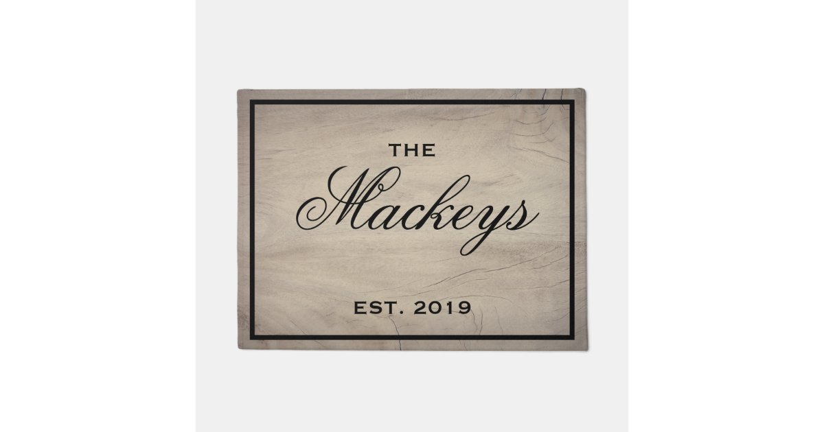 Modern Rustic Year Established Calligraphy Doormat | Zazzle