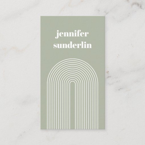 Modern Sage Green Geometric Arch Business Card | Zazzle