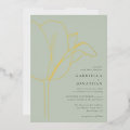 Modern Sage Green Gold Tulip Wedding Foil Invitation | Zazzle