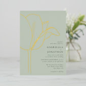Modern Sage Green Gold Tulip Wedding Foil Invitation | Zazzle