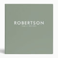 Modern Sage Green Minimalist Family Recipes 3 Ring Binder | Zazzle