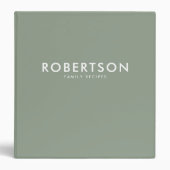 Modern Sage Green Minimalist Family Recipes 3 Ring Binder | Zazzle