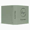 Modern Sage Green Minimalist Logo Professional 3 Ring Binder | Zazzle