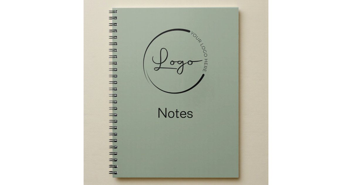 Modern Sage Green Minimalist Logo Professional Notebook | Zazzle
