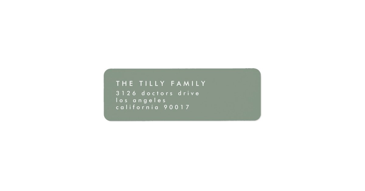 Modern Sage Green Neutral White Wedding Return Label | Zazzle