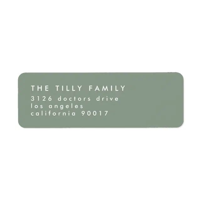 Modern Sage Green Neutral White Wedding Return Label | Zazzle