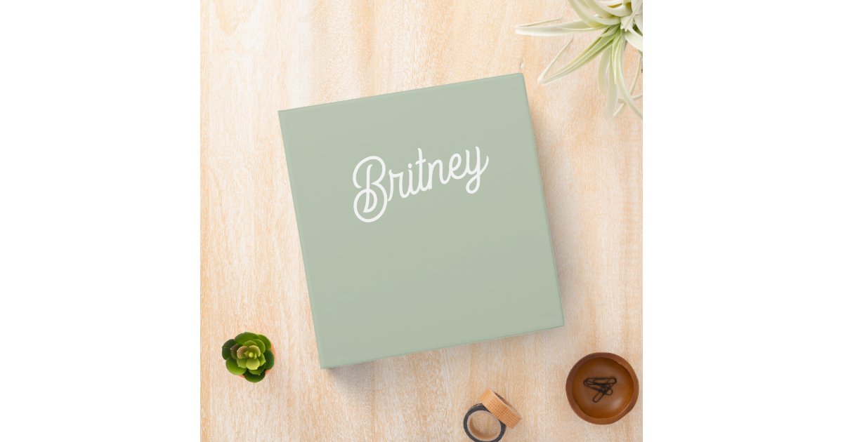 Modern Sage Green Personalized Monogram and Name 3 Ring Binder | Zazzle