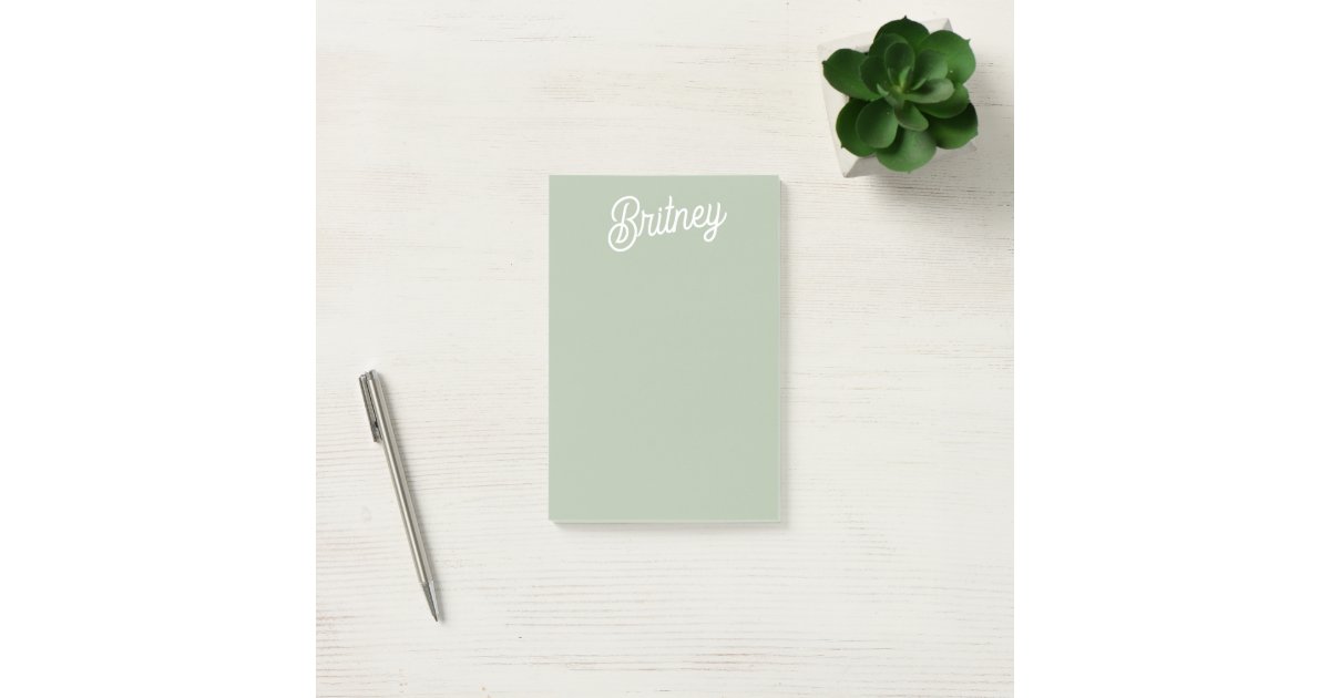 Modern Sage Green Personalized Monogram and Name Post-it Notes | Zazzle