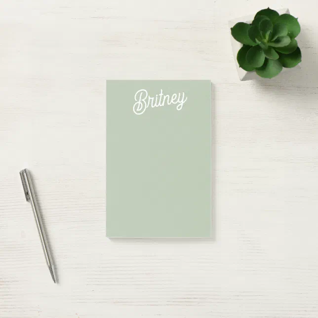 Modern Sage Green Personalized Monogram and Name Post-it Notes | Zazzle
