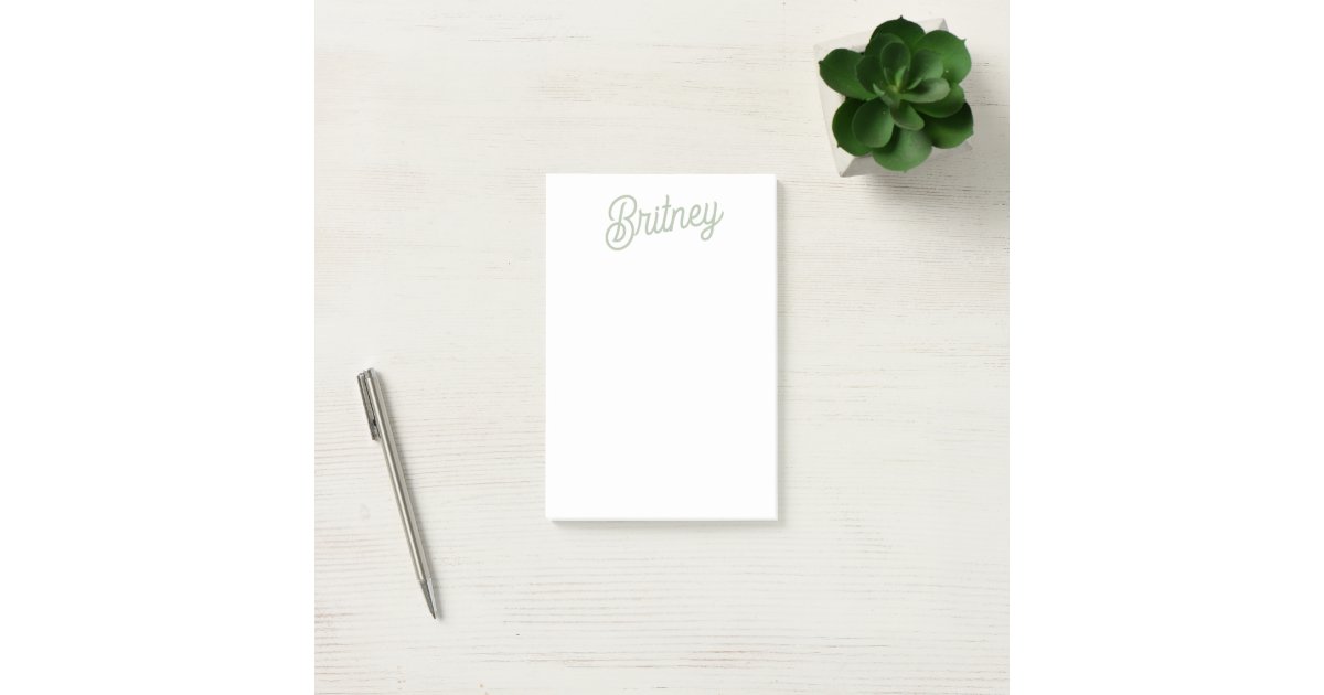Modern Sage Green Personalized Monogram and Name Post-it Notes | Zazzle