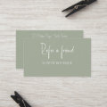 Modern Sage Green Refer a Friend Card | Zazzle