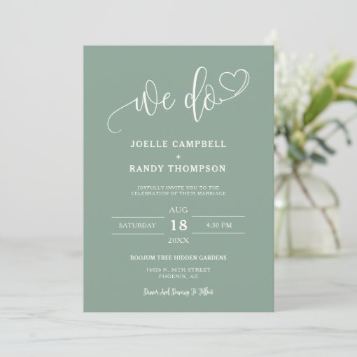 Modern Sage Green We Do Boho Wedding QR Code Photo Invitation | Zazzle