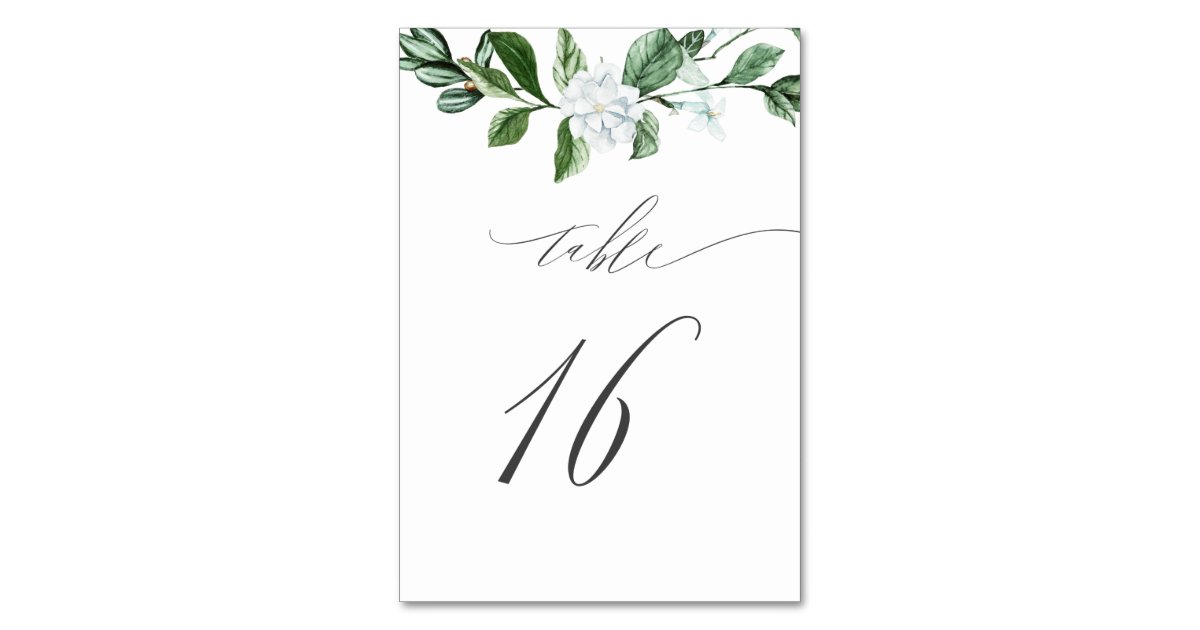 Modern Sage Greenery White Floral No 16 Wedding Table Number | Zazzle