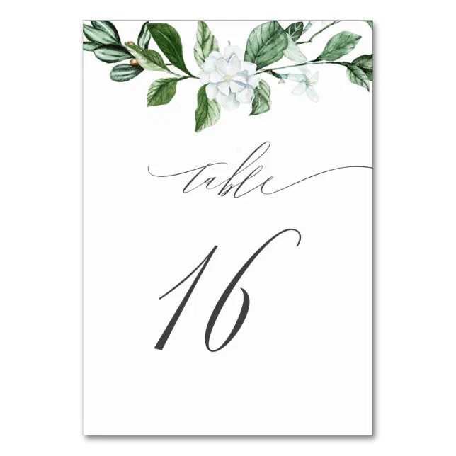 Modern Sage Greenery White Floral No 16 Wedding Table Number | Zazzle