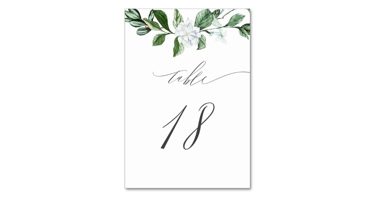 Modern Sage Greenery White Floral No 18 Wedding Table Number | Zazzle