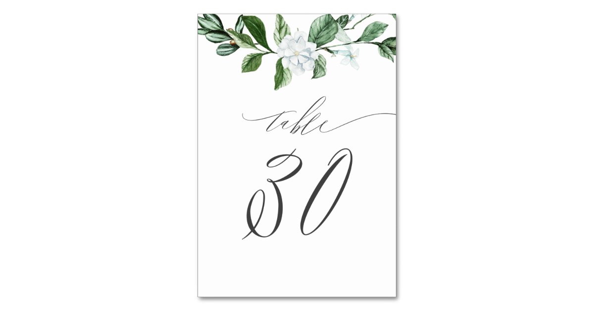 Modern Sage Greenery White Floral No 30 Wedding Table Number | Zazzle