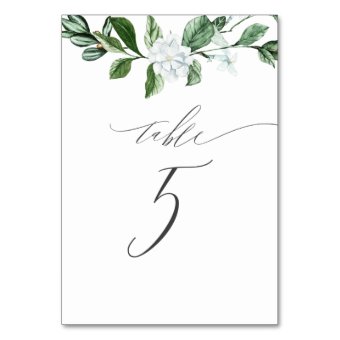 Modern Sage Greenery White Floral No 5 Wedding Table Number | Zazzle
