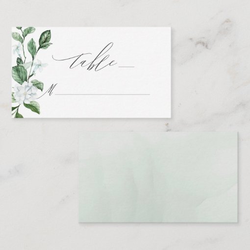 Modern Sage Greenery White Floral Wedding Place Card | Zazzle