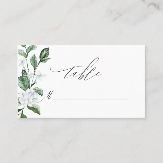 Modern Sage Greenery White Floral Wedding Place Card | Zazzle