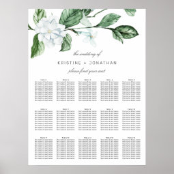 Modern Sage Greenery Wreath Floral Wedding Seating Poster | Zazzle