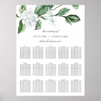 Modern Sage Greenery Wreath Floral Wedding Seating Poster | Zazzle