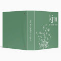 Modern Sage & White Wildflowers Monogram Recipe 3 Ring Binder | Zazzle