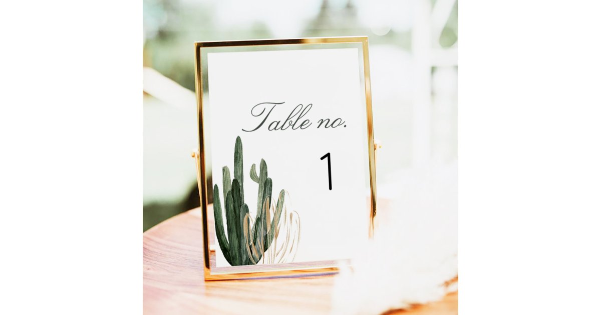 Modern Saguaro Cactus Wedding Table Number | Zazzle