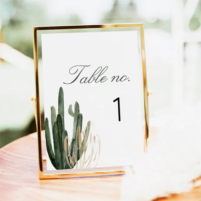 Modern Saguaro Cactus Wedding Table Number | Zazzle