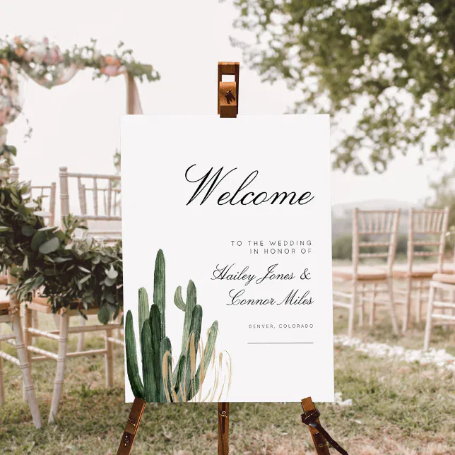 Modern Saguaro Cactus Wedding Welcome Sign | Zazzle