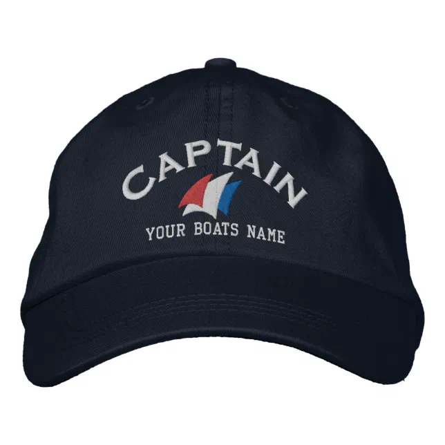 Modern sailing boat captain embroidered baseball cap | Zazzle
